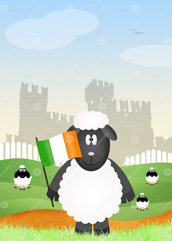 Sheep with Irish flag stock illustration. Illustration of funny - 57974234