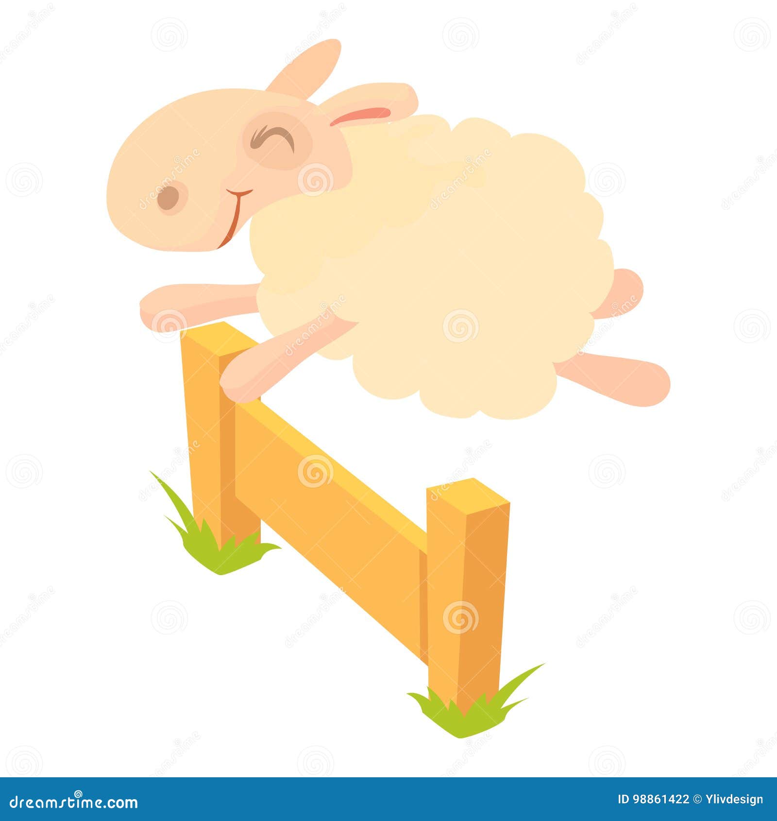 Sheep Jumping Over Barrier Icon, Cartoon Style Stock Vector ...