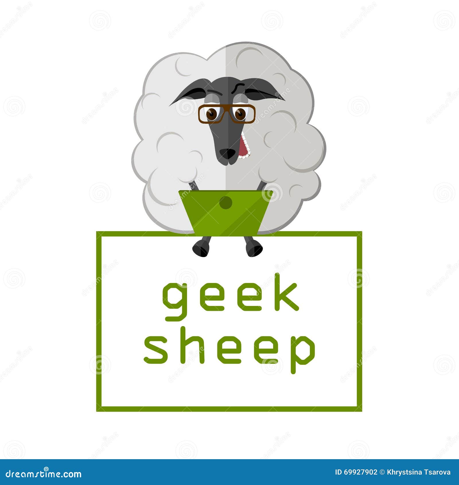 Sheep with laptop stock vector. Illustration of concept - 69927902