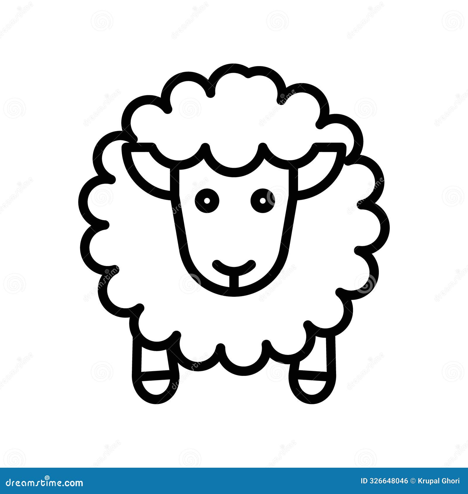 Sheep Linear Logo Mark in Black and White Stock Vector - Illustration ...