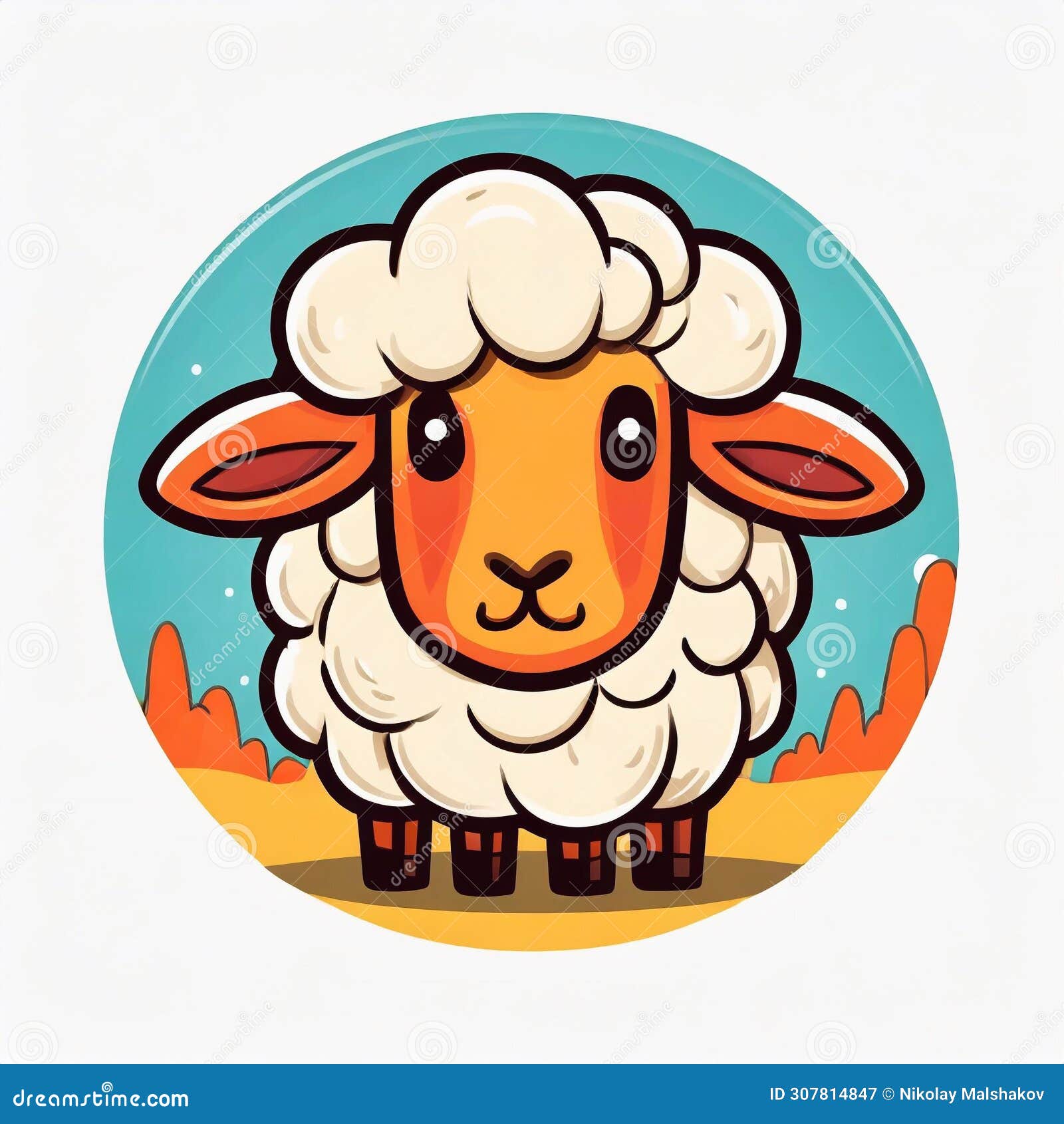 Sheep Logo, 2d Flat Illustration, Drawing Cartoon for Design. Stock ...