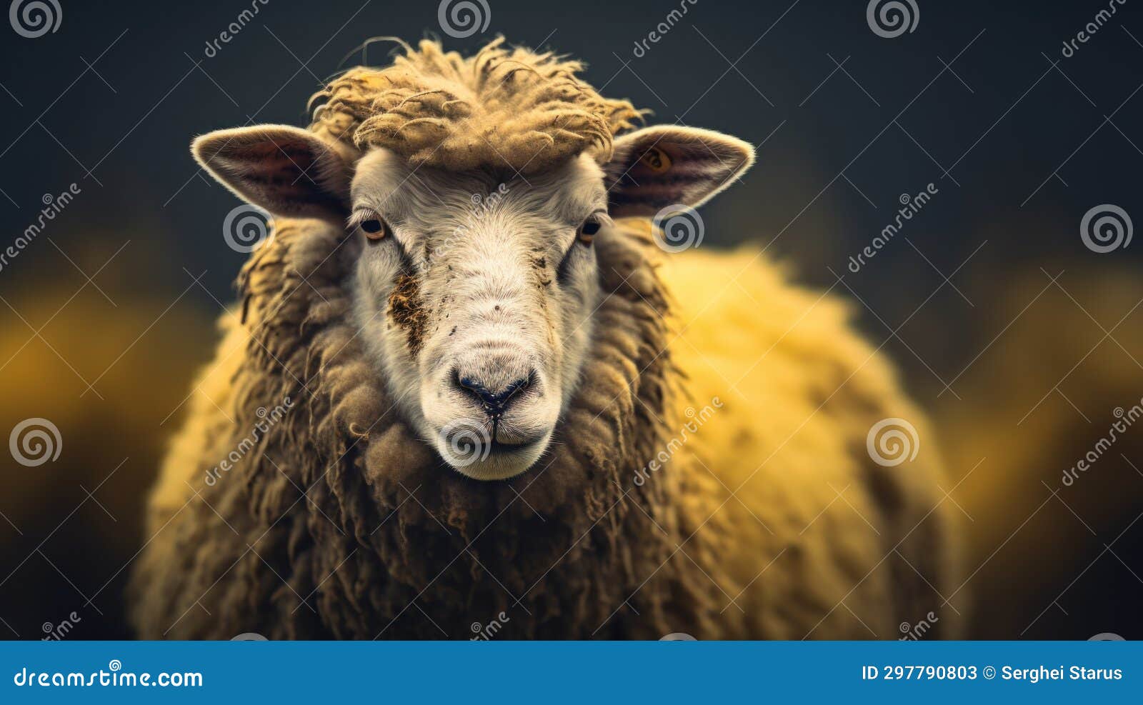 A Sheep with a Long, Shaggy Mane Standing in Front of the Camera, AI ...