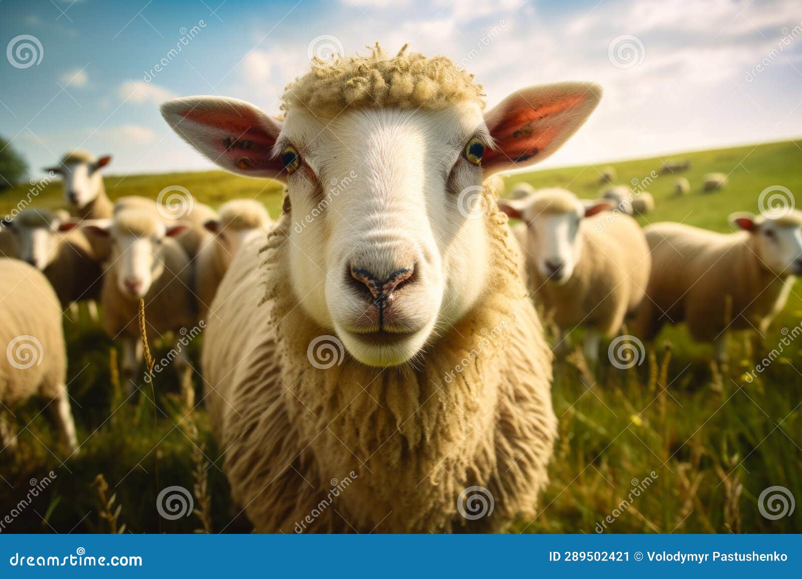 Sheep with Lot of Wool on it S Face. Generative AI Stock Image - Image ...