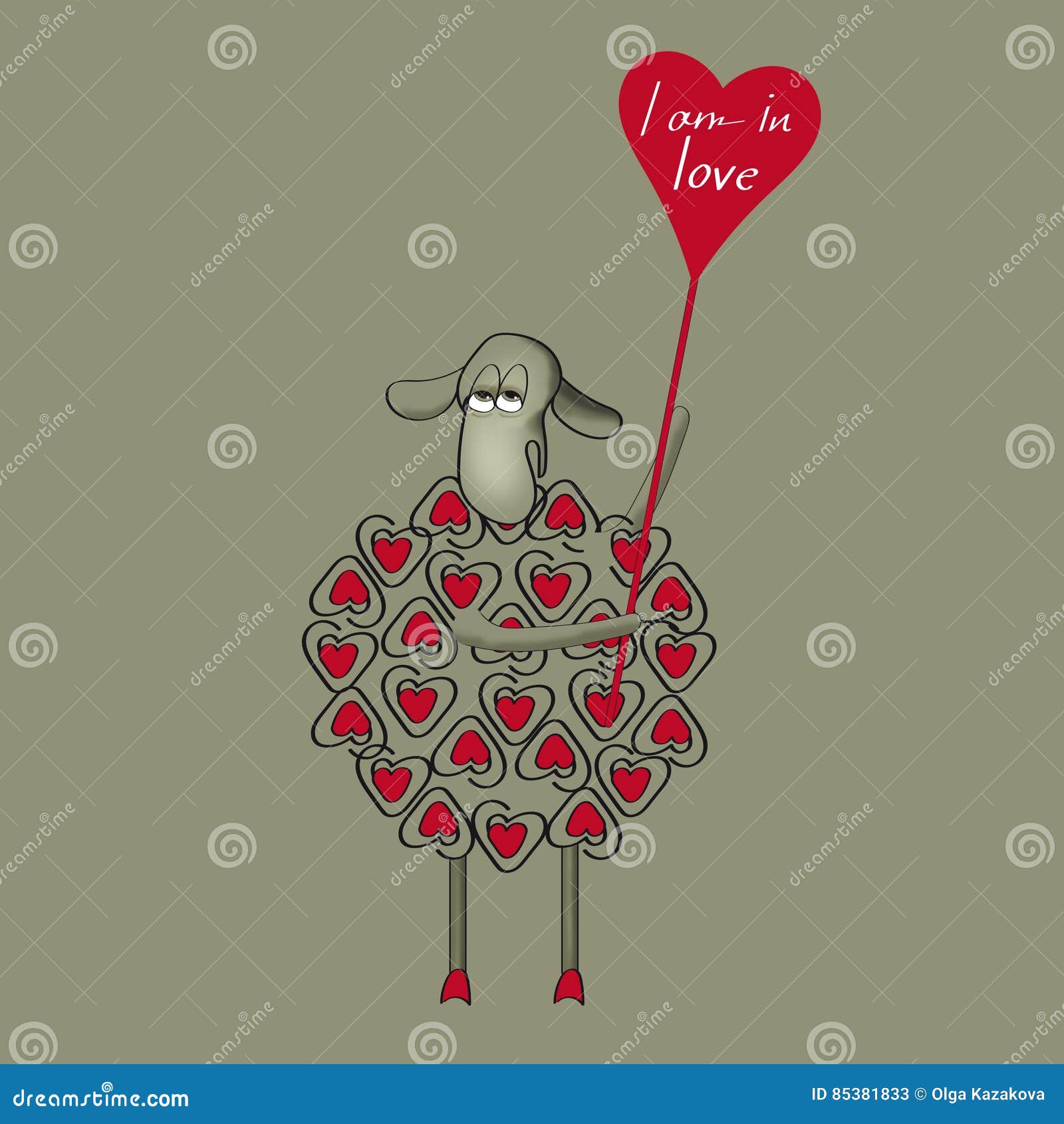 Sheep in love stock illustration. Illustration of love - 85381833