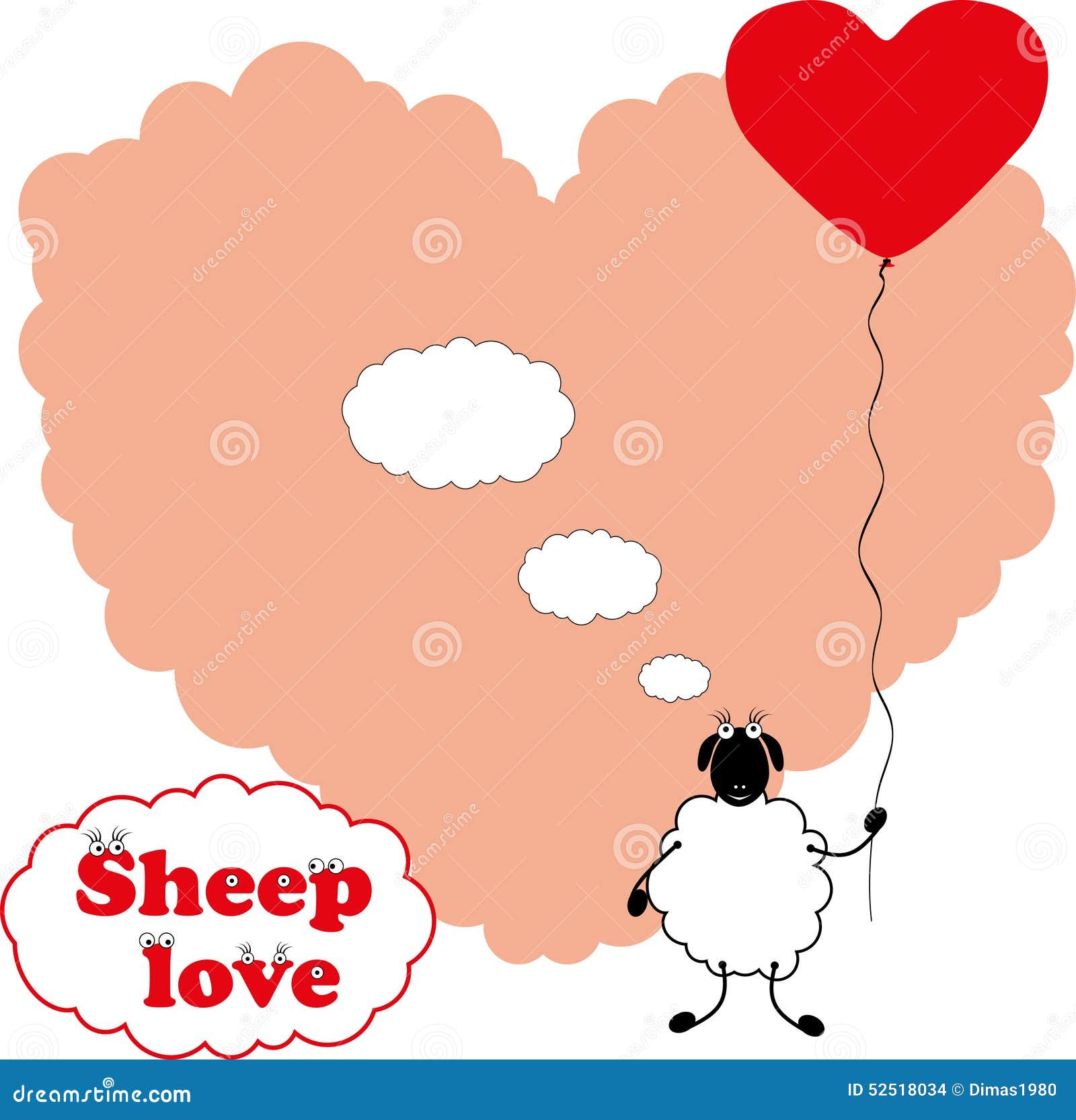 Sheep love stock vector. Illustration of ornate, dreams - 52518034
