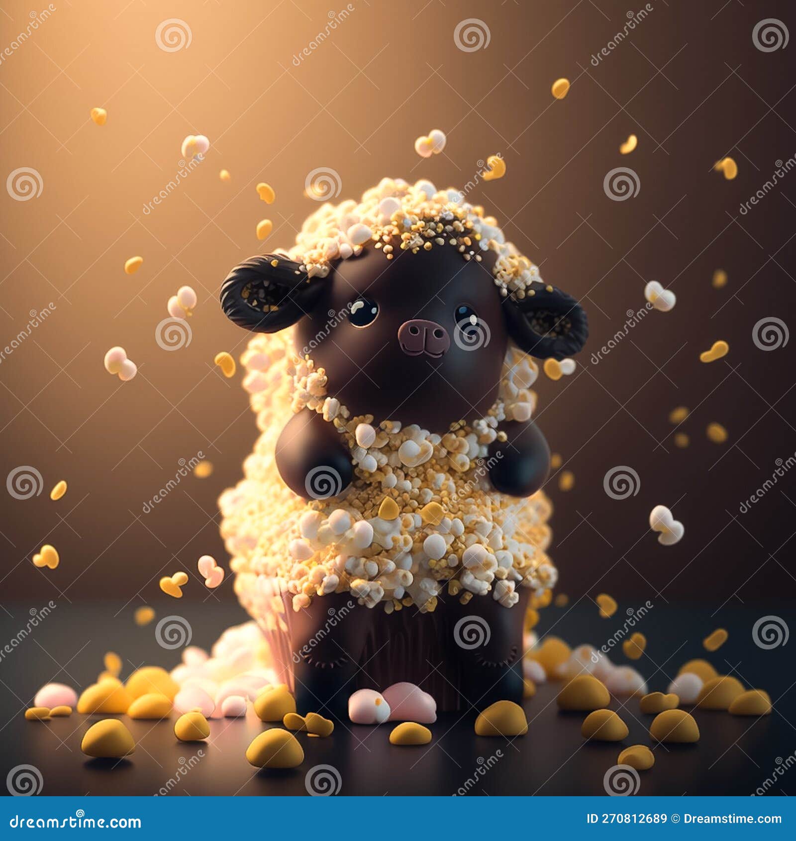 A Sheep Made Out of Popcorn is Shown in this Image. Stock Illustration ...