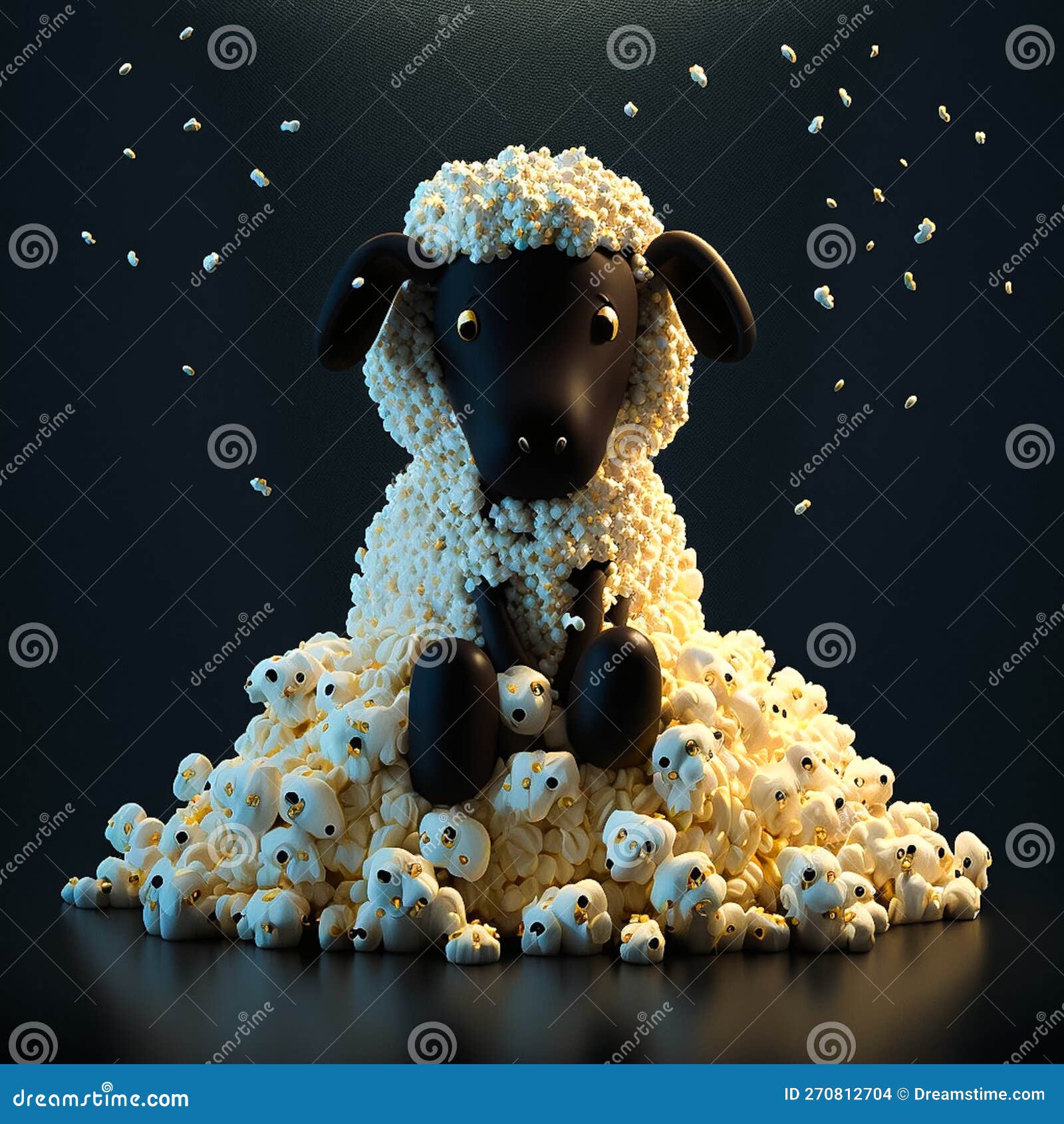 A Sheep Made Out of Popcorn is Shown in this Image. Stock Illustration ...