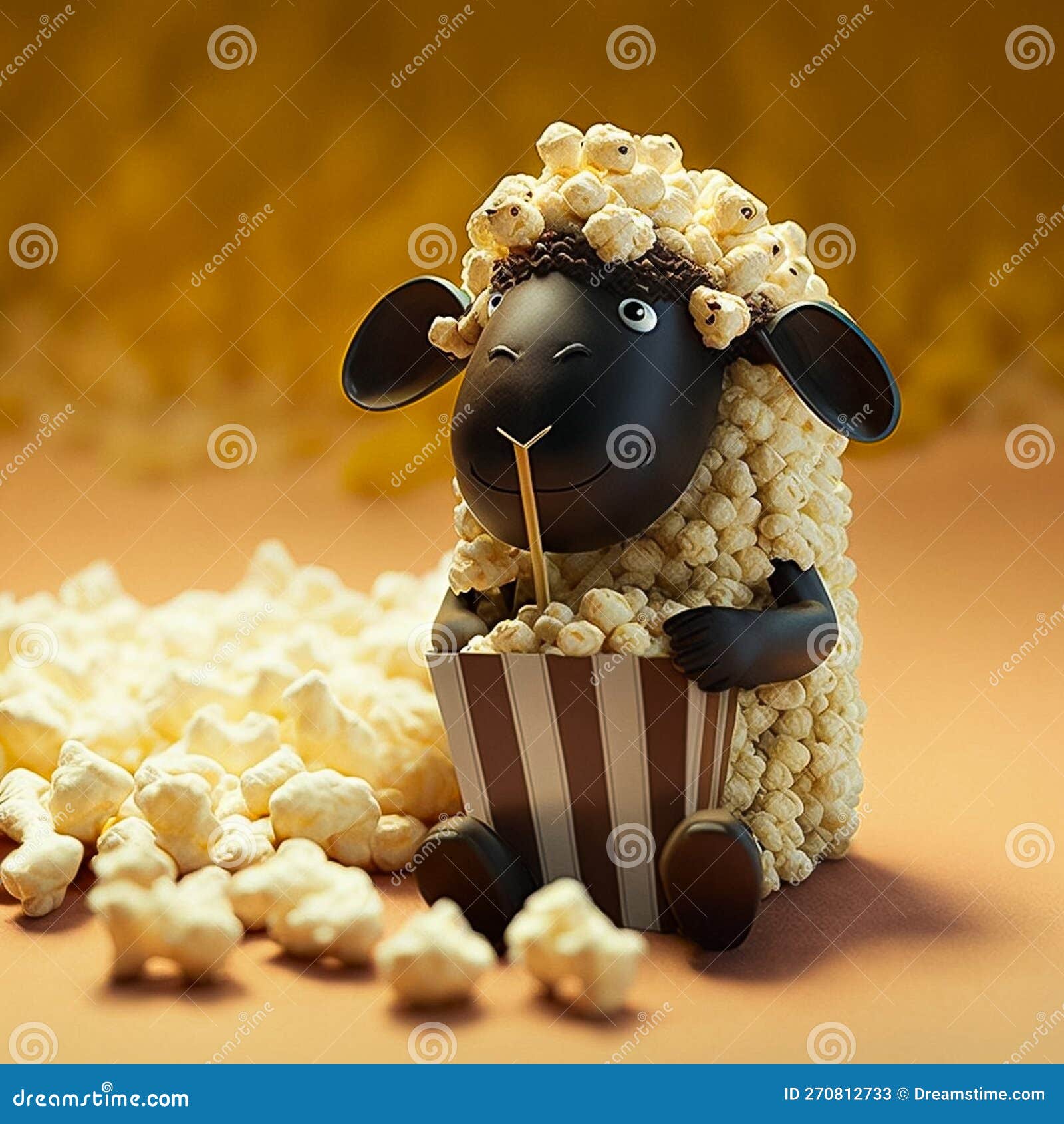 A Sheep Made Out of Popcorn is Shown in this Image. Stock Illustration ...