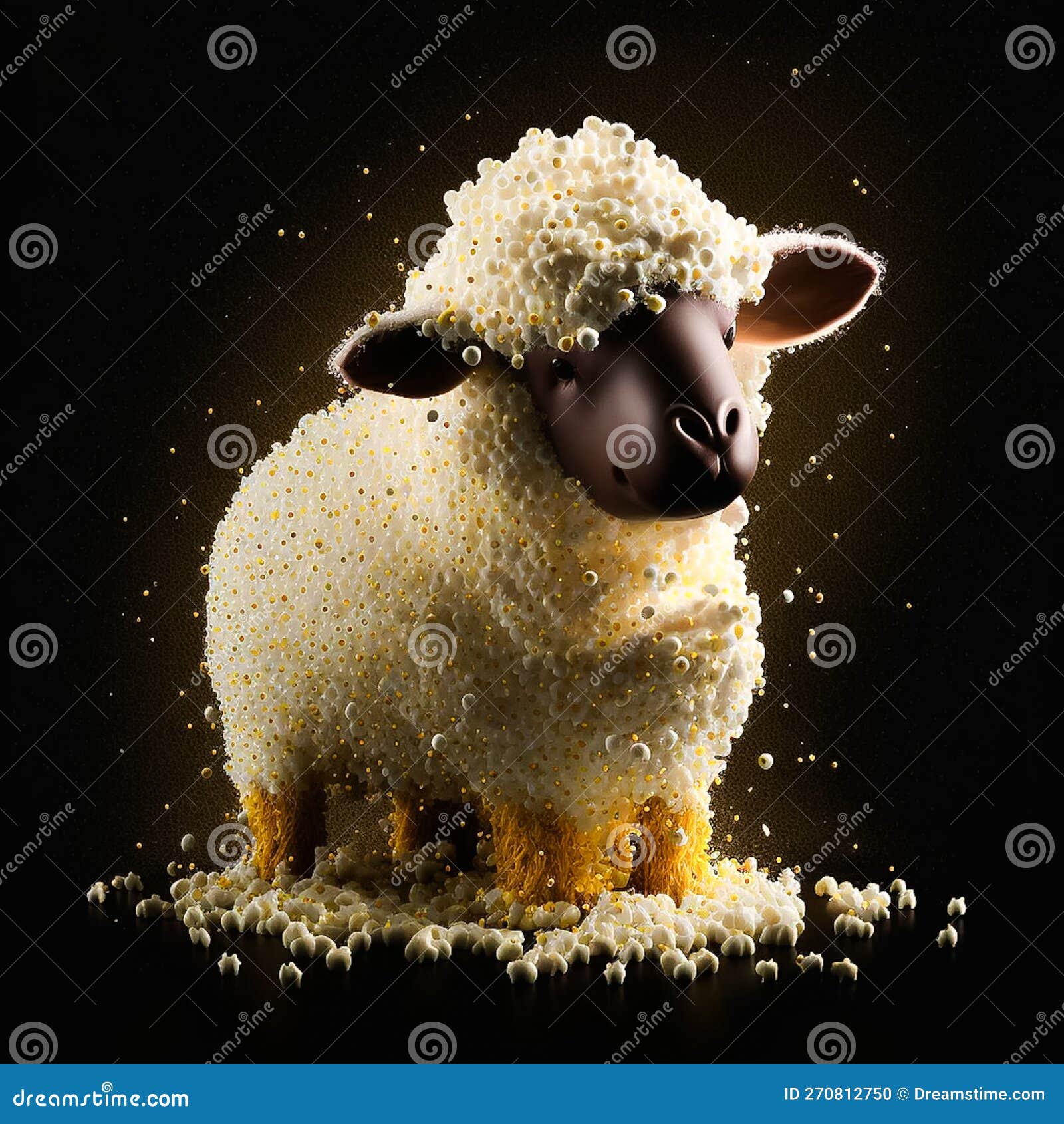 A Sheep Made Out of Popcorn is Shown in this Image. Stock Illustration ...