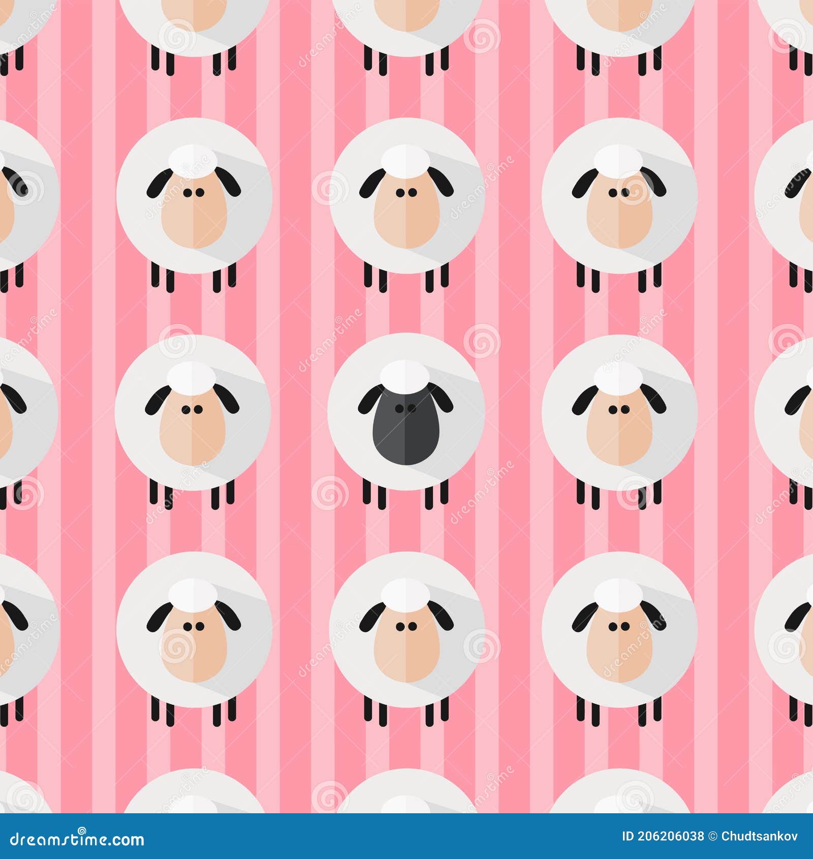 Sheep Pattern.Modern Flat Design Stock Vector - Illustration of black ...