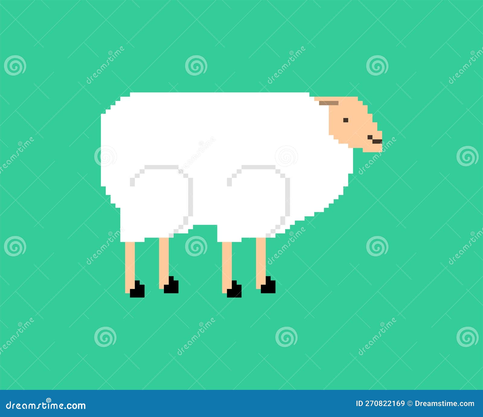 Sheep Pixel Art Farm Animal Video Game Cartoon Vector Illustration ...