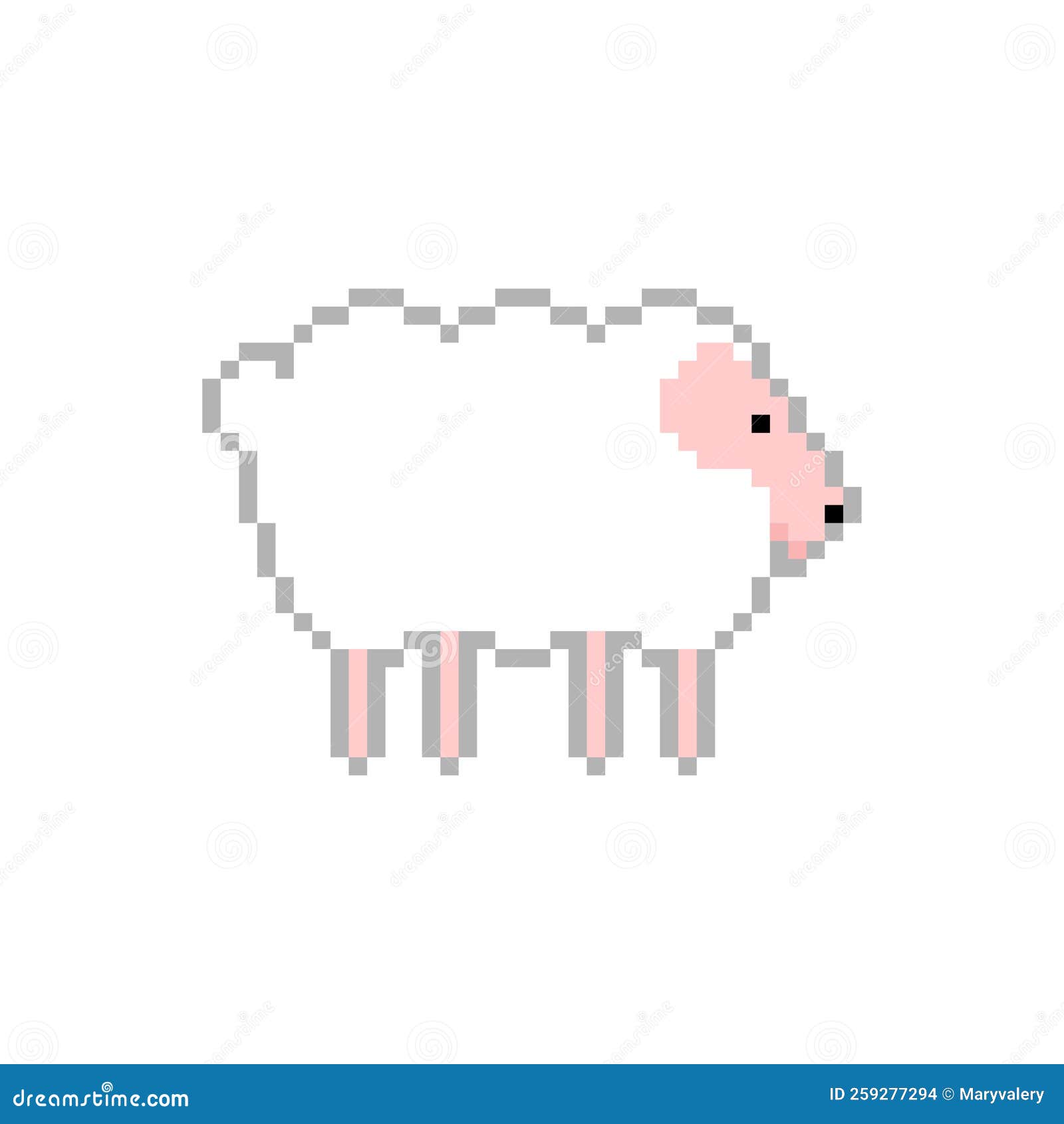 Sheep Pixel Art Pattern Seamless. Lamb Cartoon 8 Bit Background. Farm ...