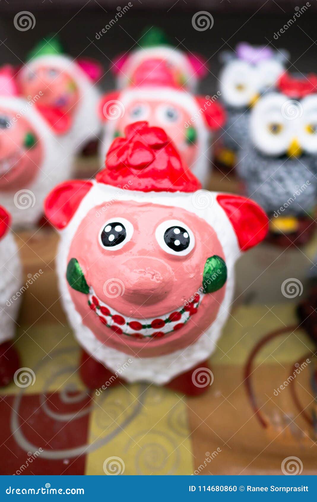 Sheep Plaster Wears a Red Hat Stock Photo - Image of ceramic, colorful ...