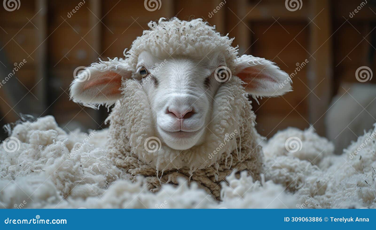 Sheep is in the Process of Being Shorn in Barn on Farm Stock Photo ...