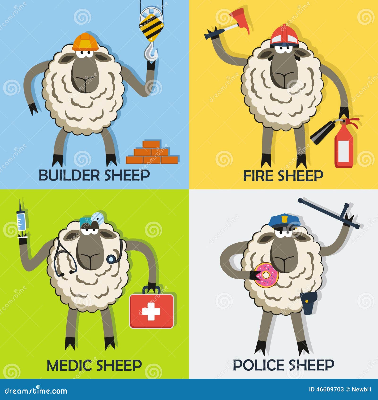 Sheep Professional Character Vector Set Stock Vector - Illustration of ...