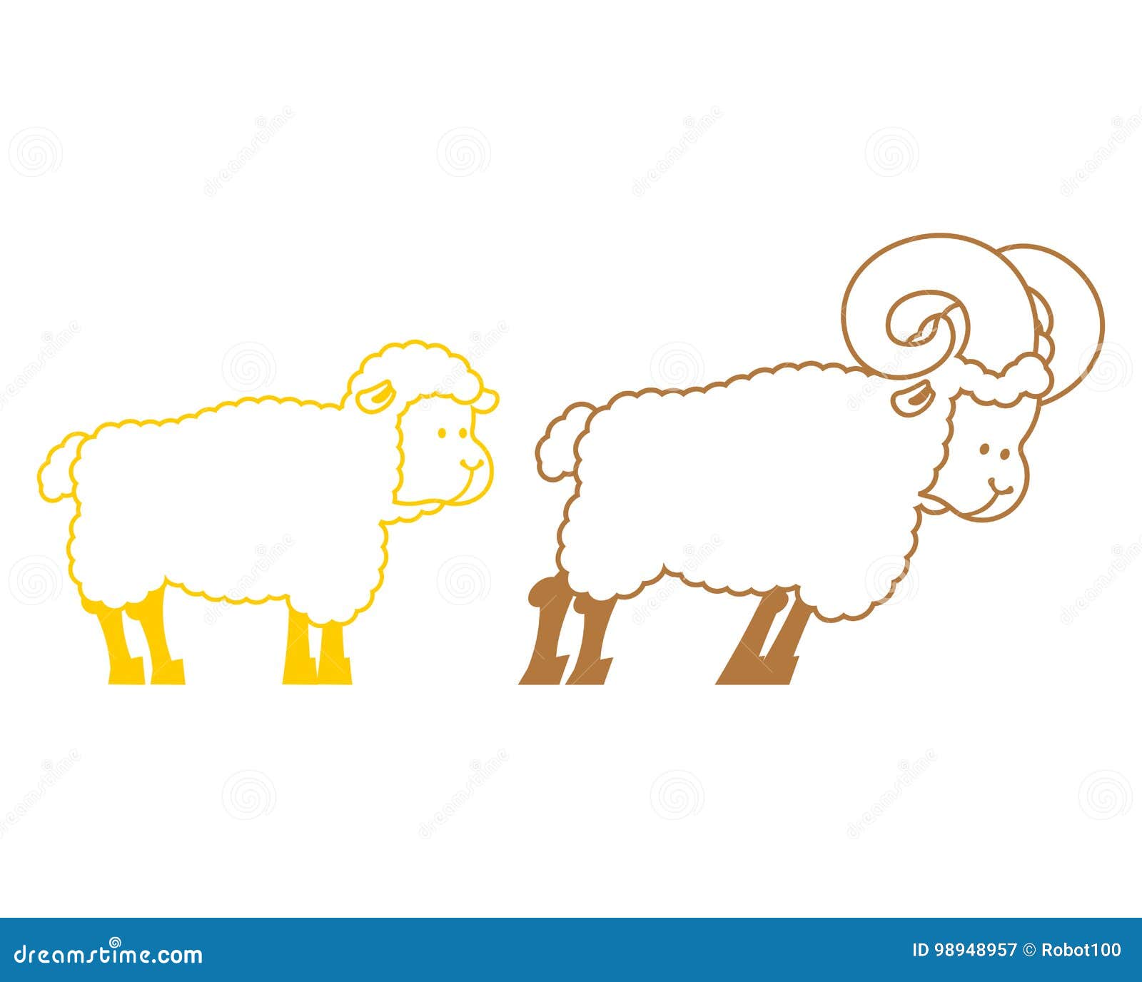 Sheep and Ram. Farm Animals Linear Symbol Stock Vector - Illustration ...