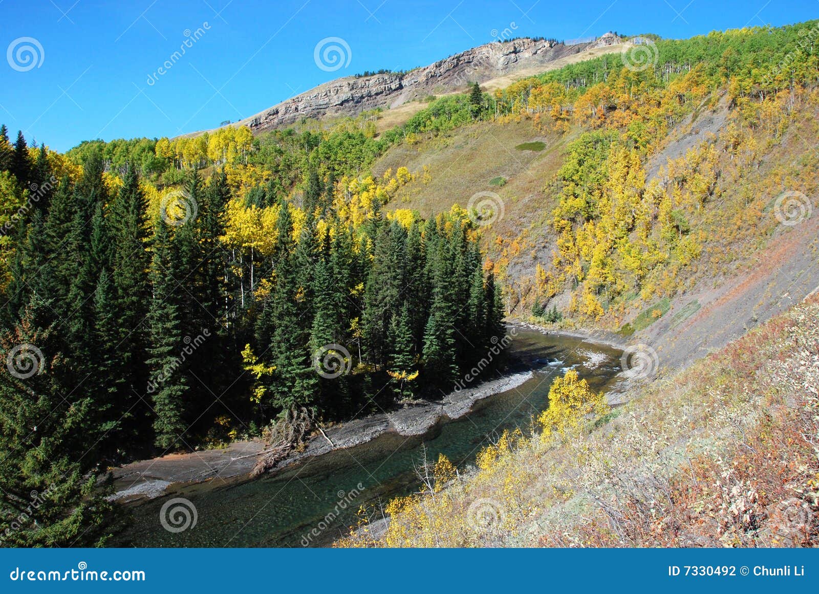 Sheep River Valley in Autumn Stock Photo - Image of forest, beautiful ...