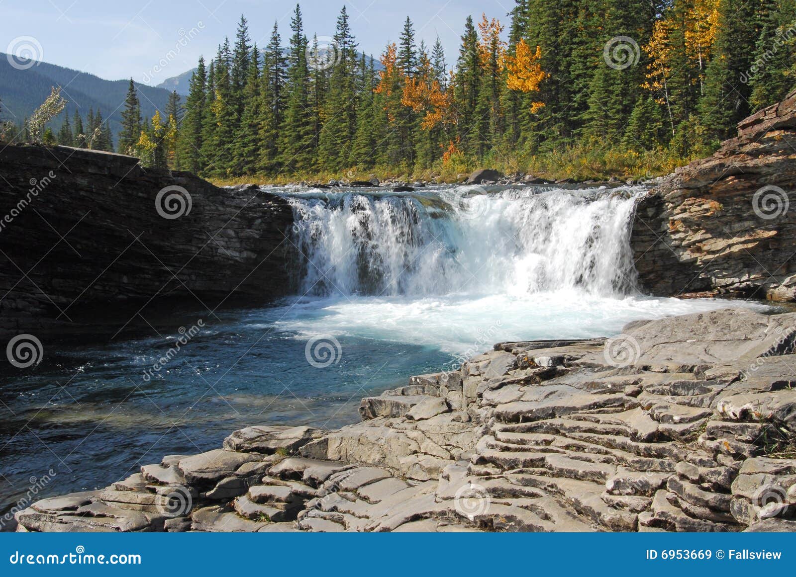 Sheep river waterfalls stock image. Image of river, alberta - 6953669