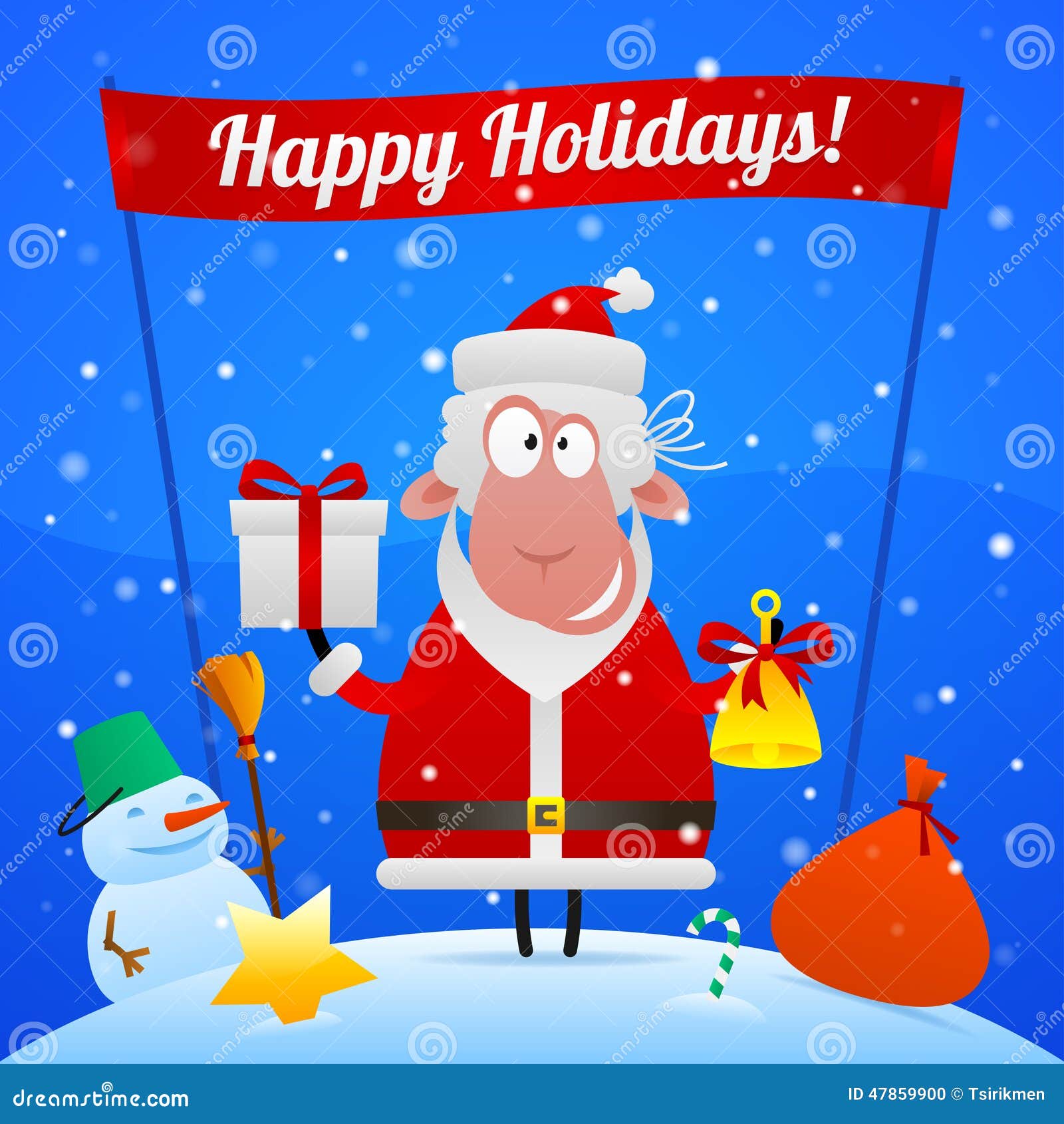 Sheep Santa Claus Holiday Illustration Stock Vector - Illustration of ...