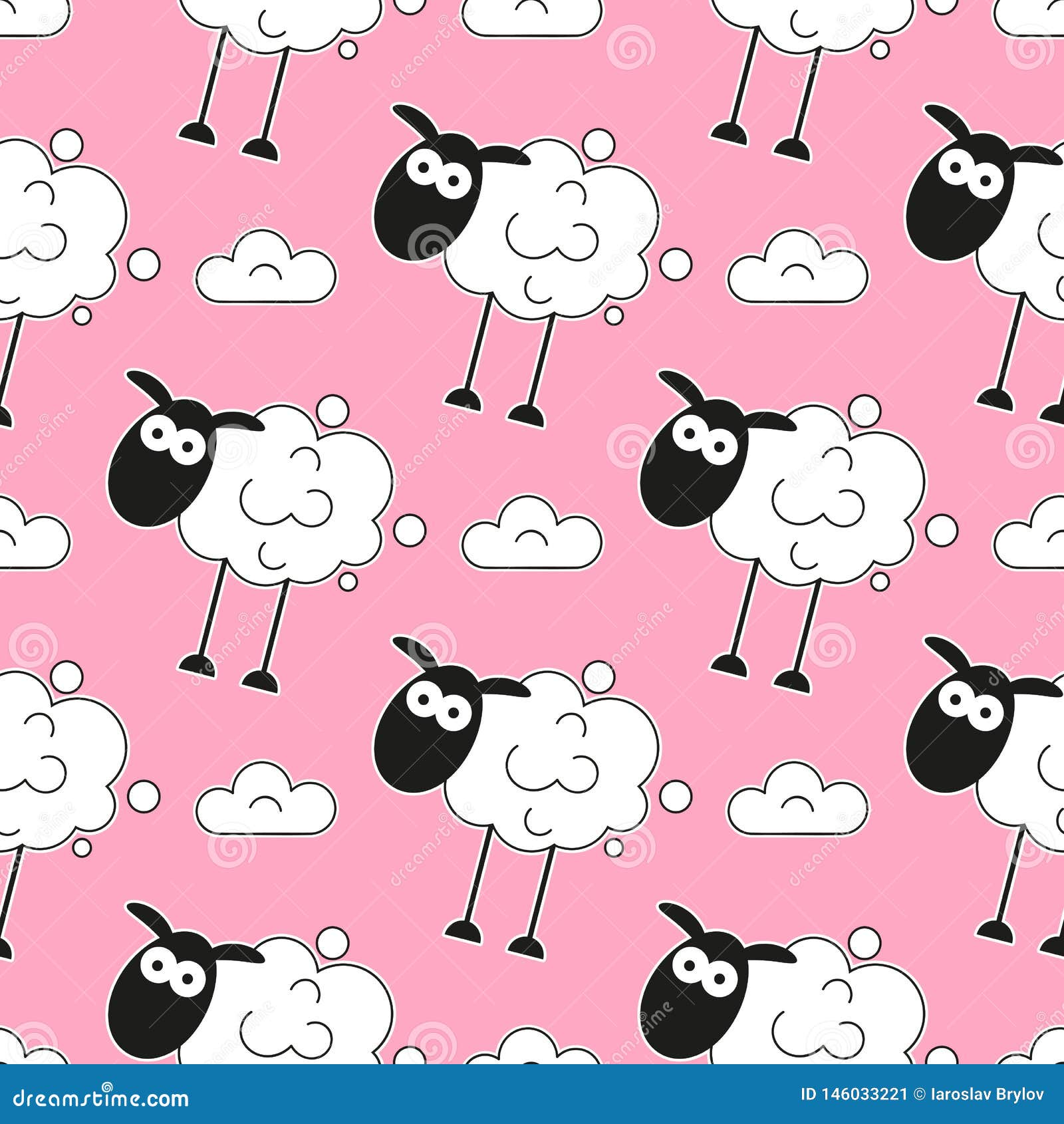Sheep. Seamless Pattern. Vector Illustration. Cartoon Sheep Background ...