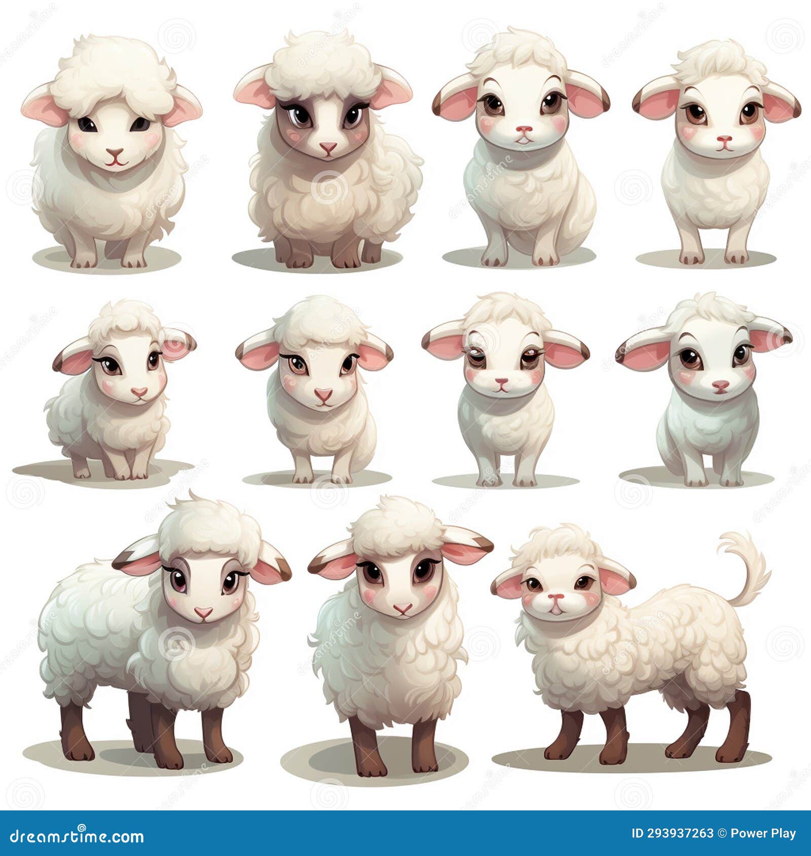 Sheep Set. Cartoon Illustration of Sheep Vector Set for Web Design ...
