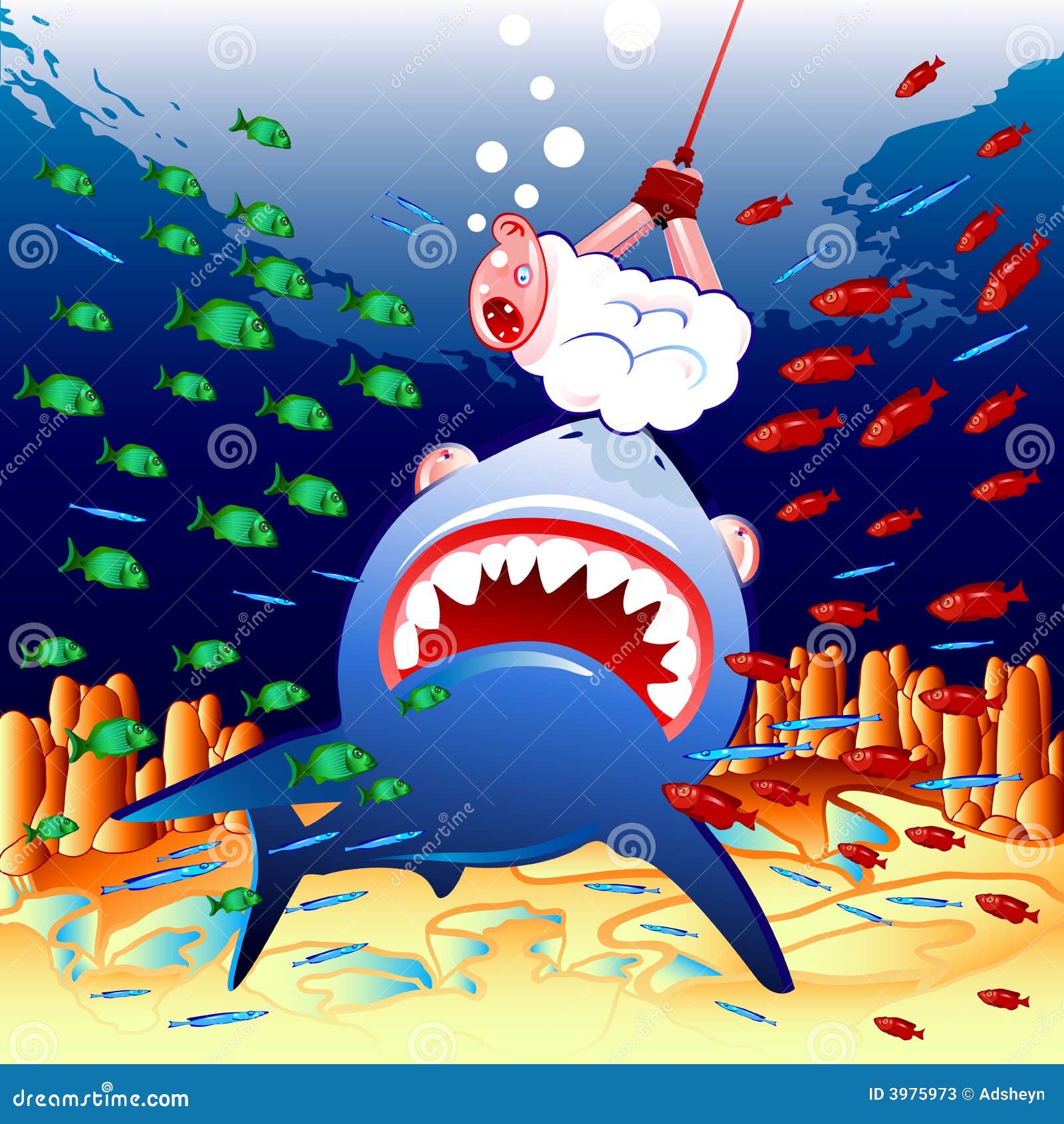 Sheep and shark stock vector. Illustration of swimming - 3975973