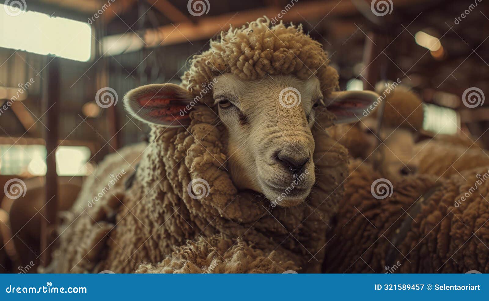 Sheep Shearing on Farm stock illustration. Illustration of bucolic ...