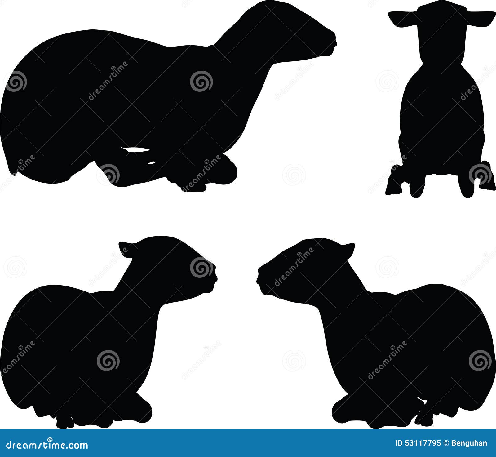 Sheep Silhouette Isolate On White Background Cartoon Vector ...