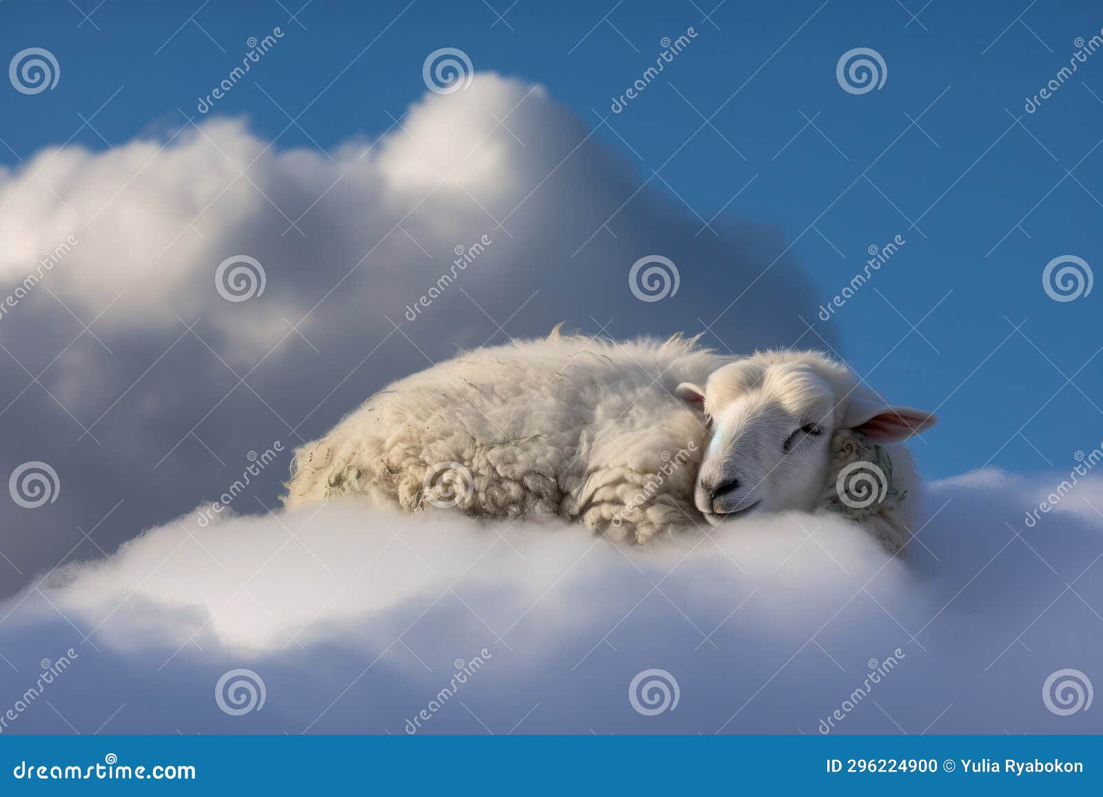 Sheep Sleep Cloud White. Generate Ai Stock Illustration - Illustration ...