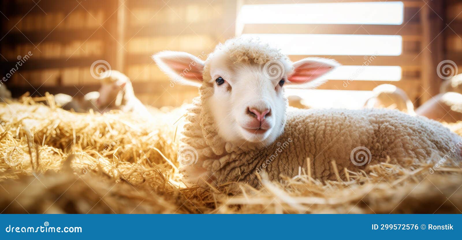 Sheep sleeping in hay barn stock illustration. Illustration of cattle ...