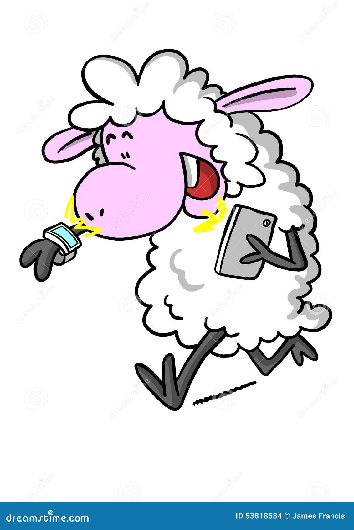 Sheep with Smart Watch and Phone Stock Illustration - Illustration of ...