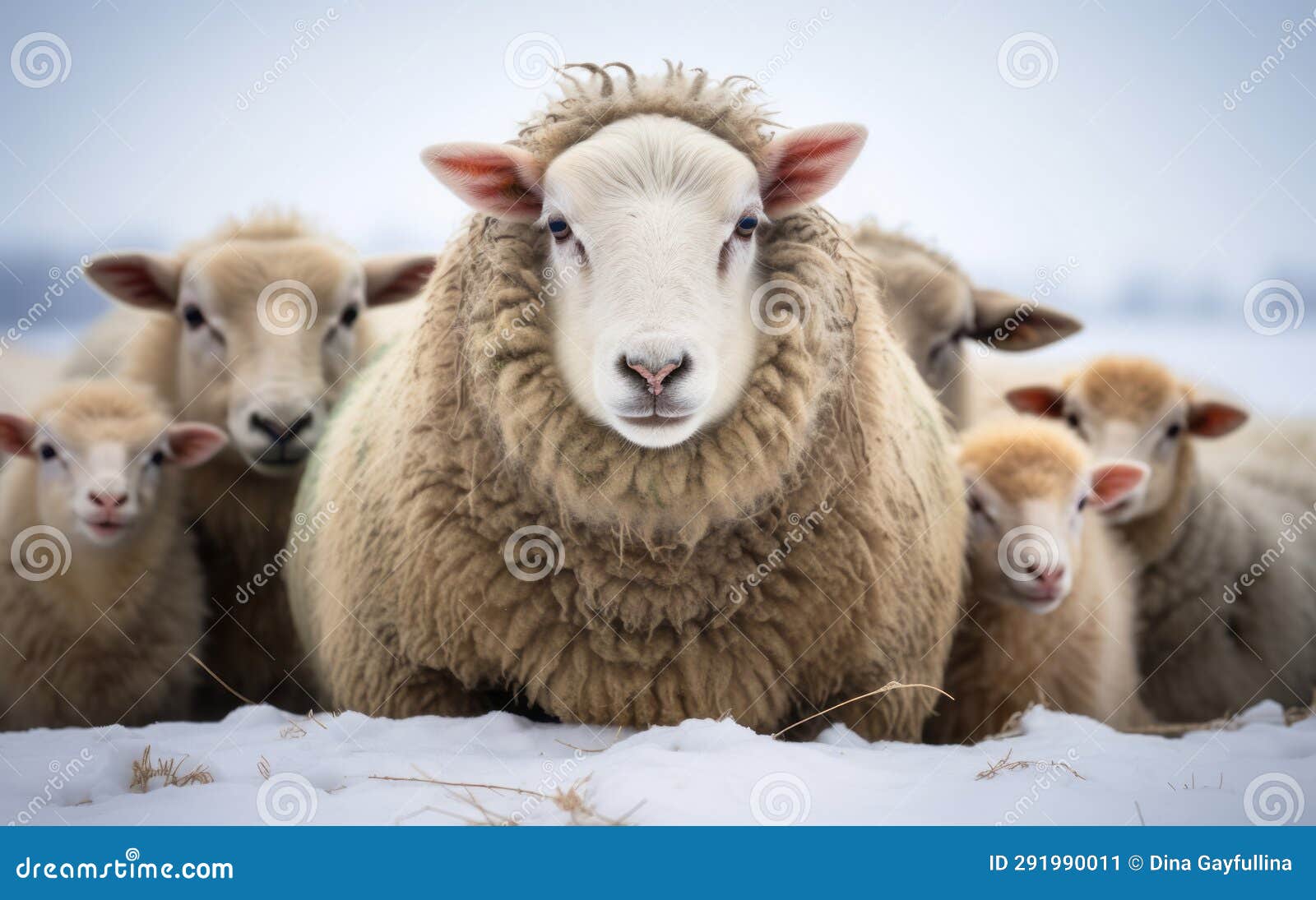 Sheep in the Snow in Winter Stock Image - Image of cute, sheep: 291990011