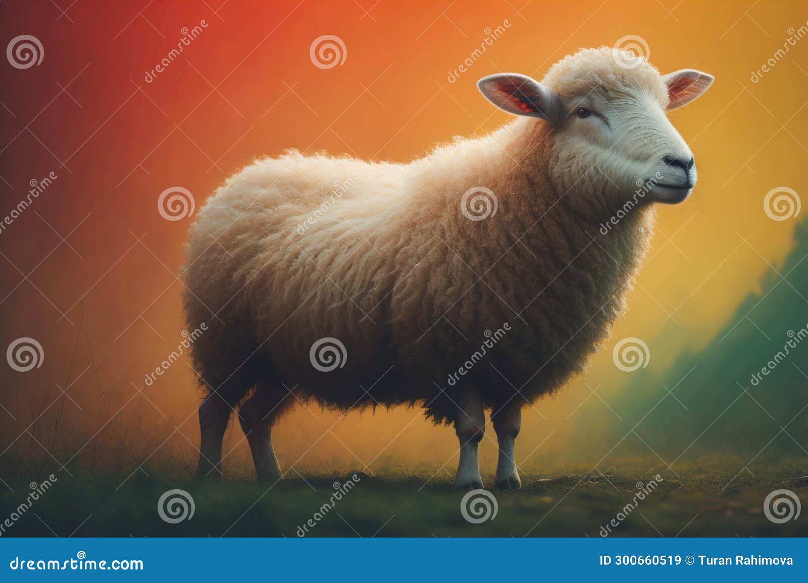 Sheep on a Solid Color Background. Photo in Old Color Image Style Stock ...