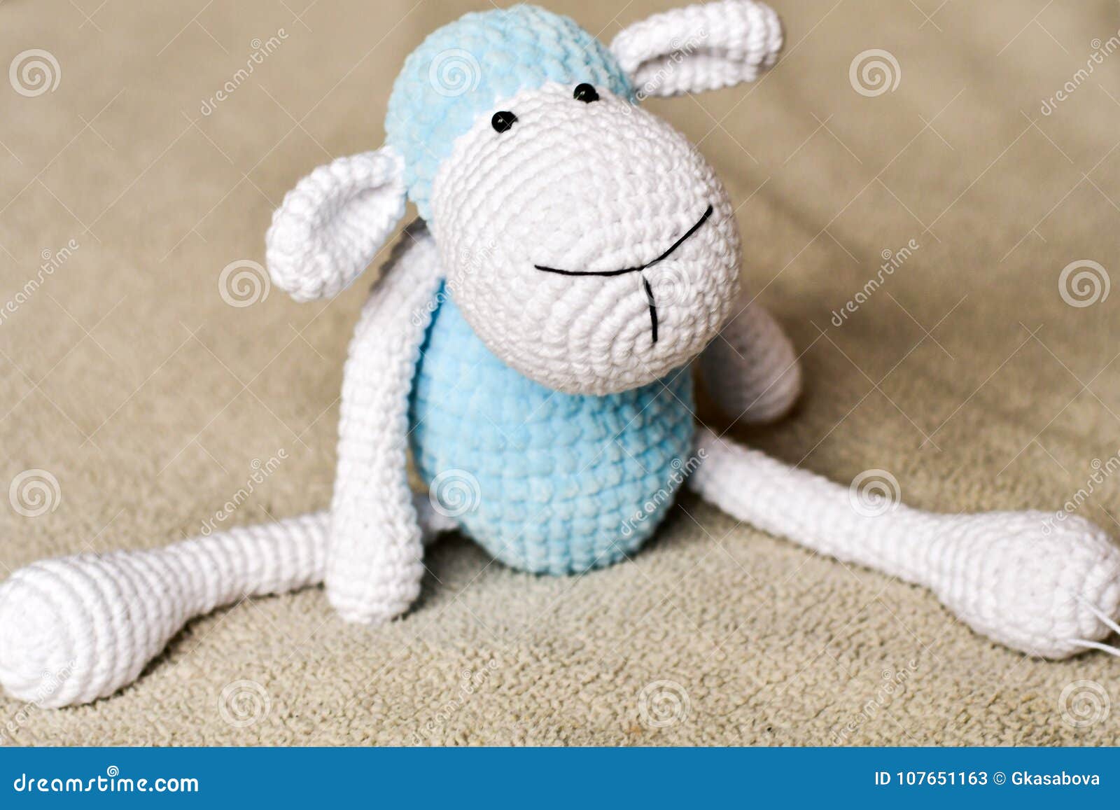 Sheep toy at bed stock image. Image of greeting, bear - 107651163