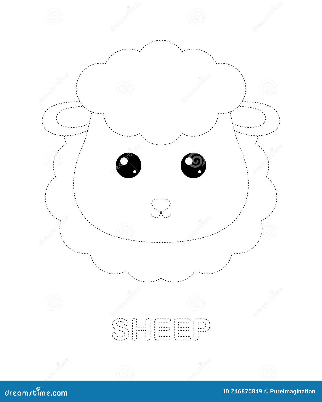 Sheep Tracing Worksheet for Kids Stock Vector - Illustration of ...