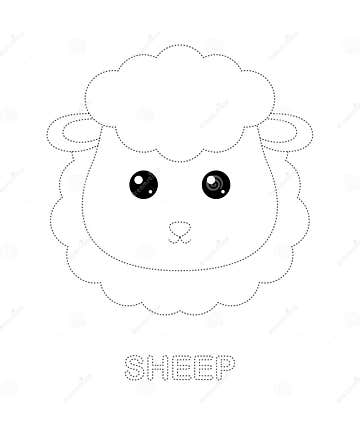 Sheep Tracing Worksheet for Kids Stock Vector - Illustration of ...