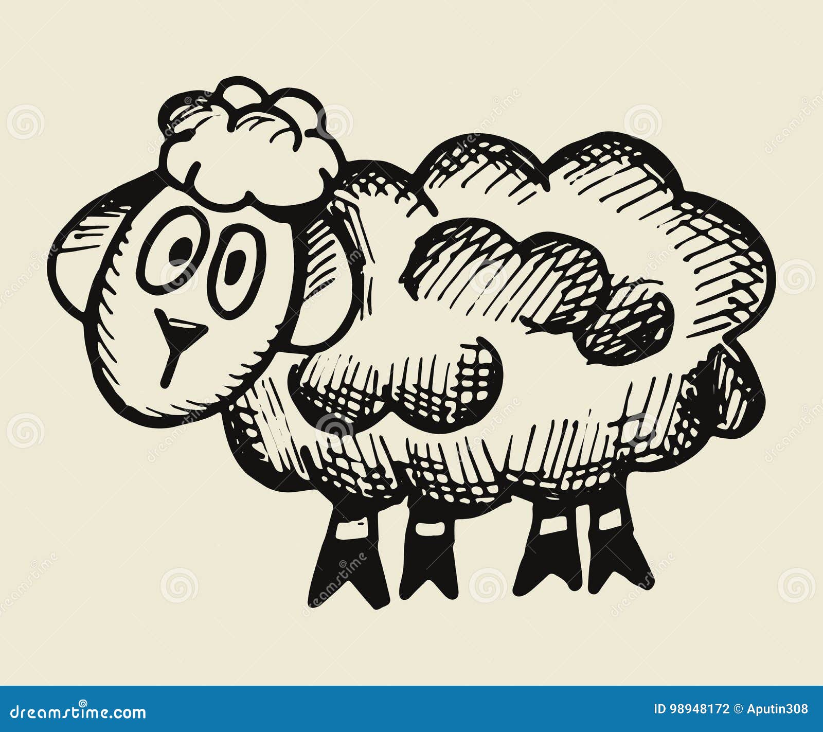 Sheep vector. hand drawing stock vector. Illustration of drawing - 98948172