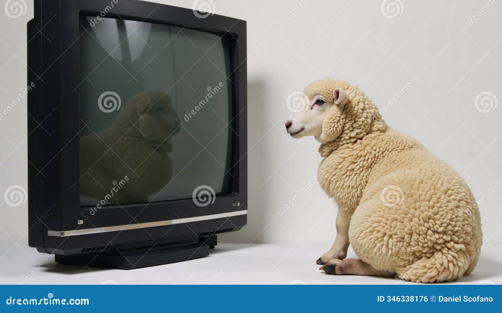 Sheep Watching Television Symbolizing Propaganda and Media Manipulation ...