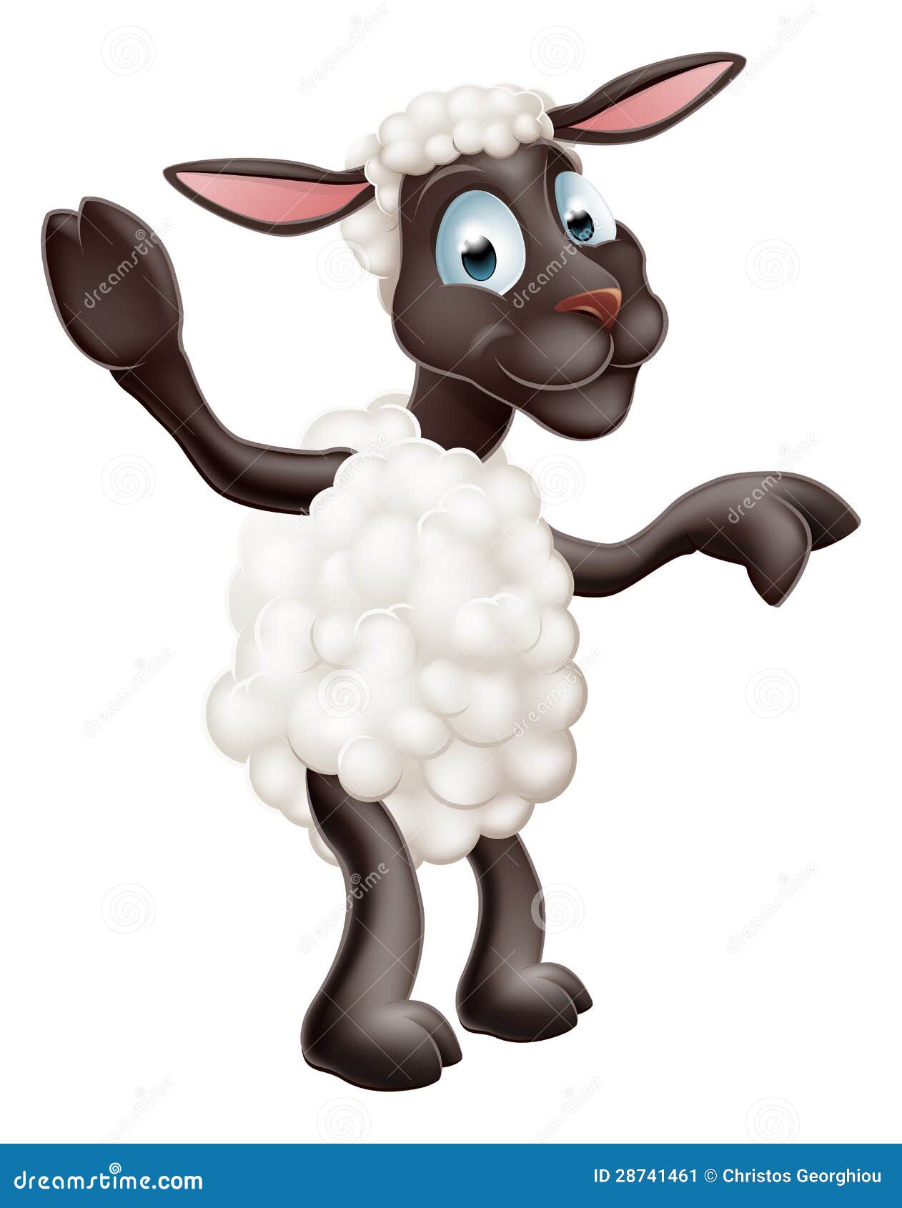 Sheep waving and pointing stock vector. Illustration of livestock ...