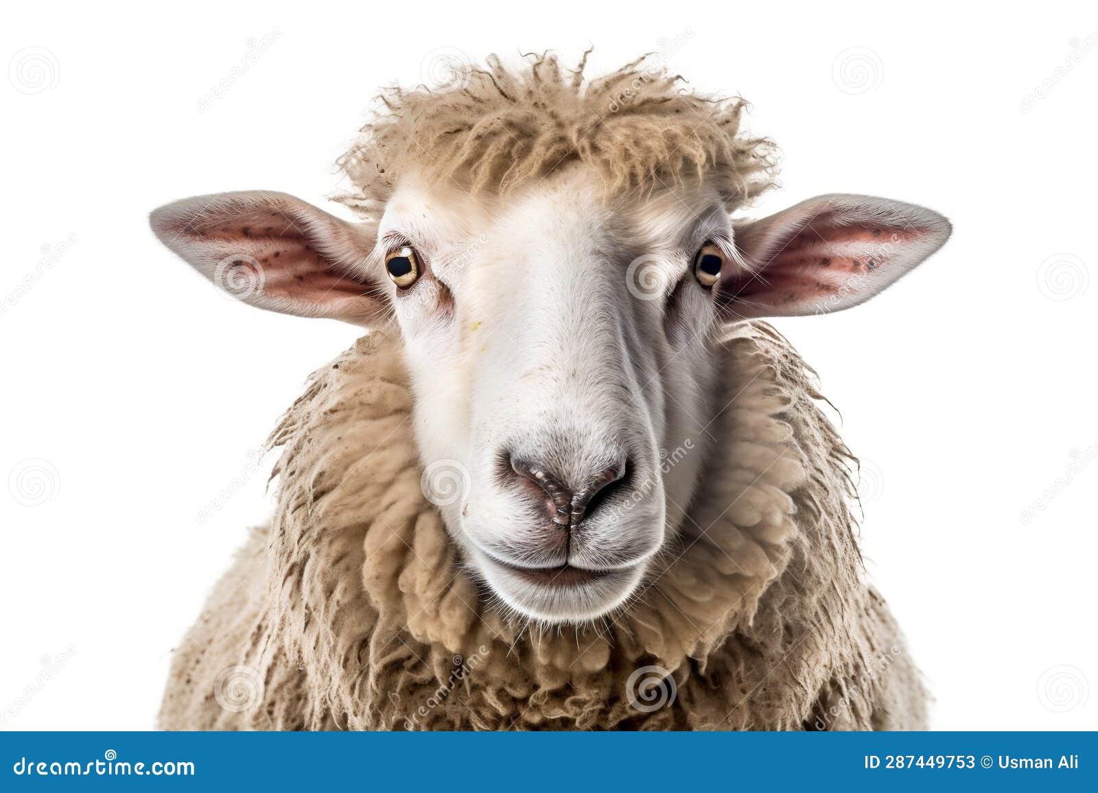 Sheep on White Background. AI Stock Illustration - Illustration of face ...