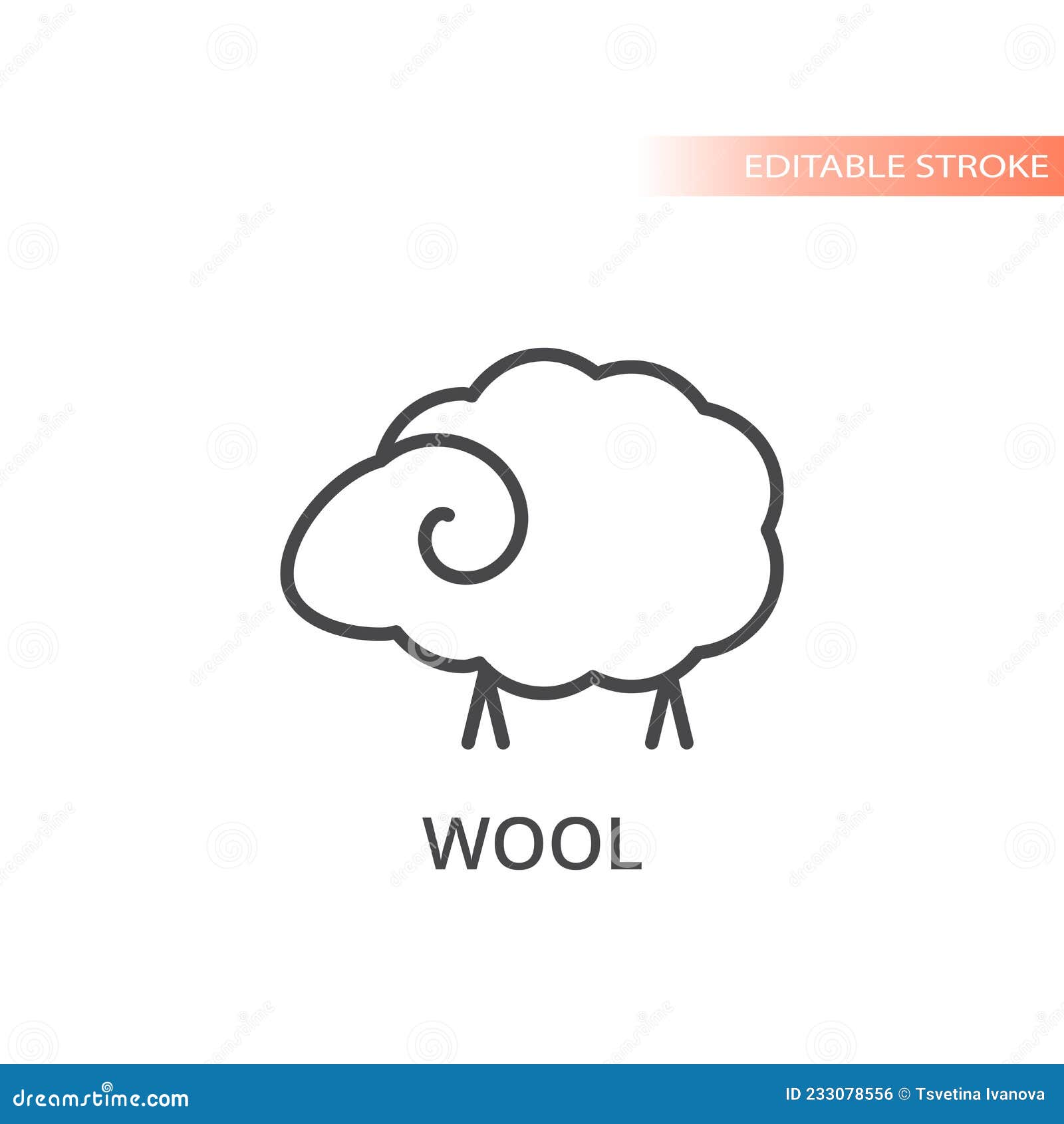 Sheep or Wool Line Vector Icon Stock Vector - Illustration of symbol ...