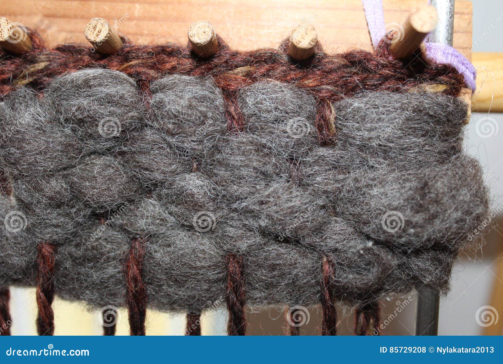 Sheep wool weaving stock photo. Image of loom, treads - 85729208