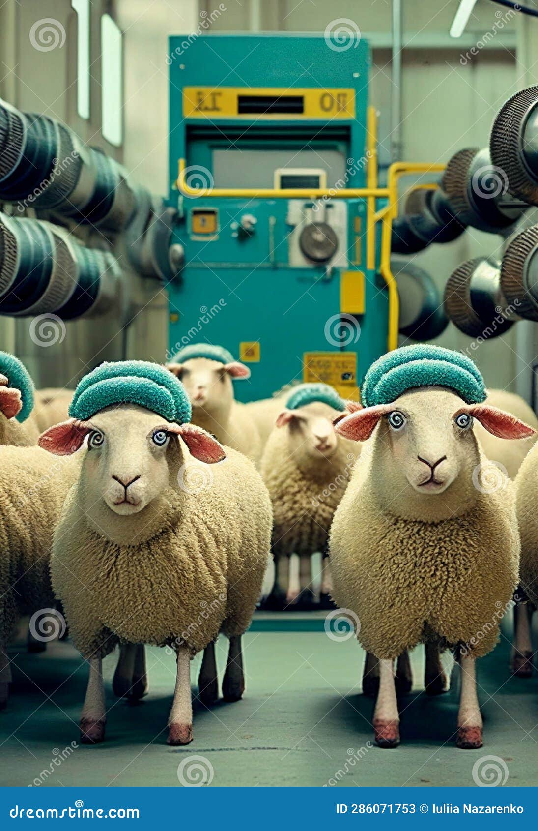Sheep Work in a Factory. AI Generated Stock Illustration - Illustration ...