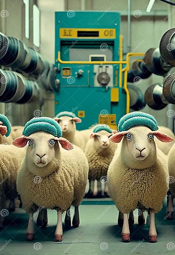 Sheep Work in a Factory. AI Generated Stock Image - Image of factory ...