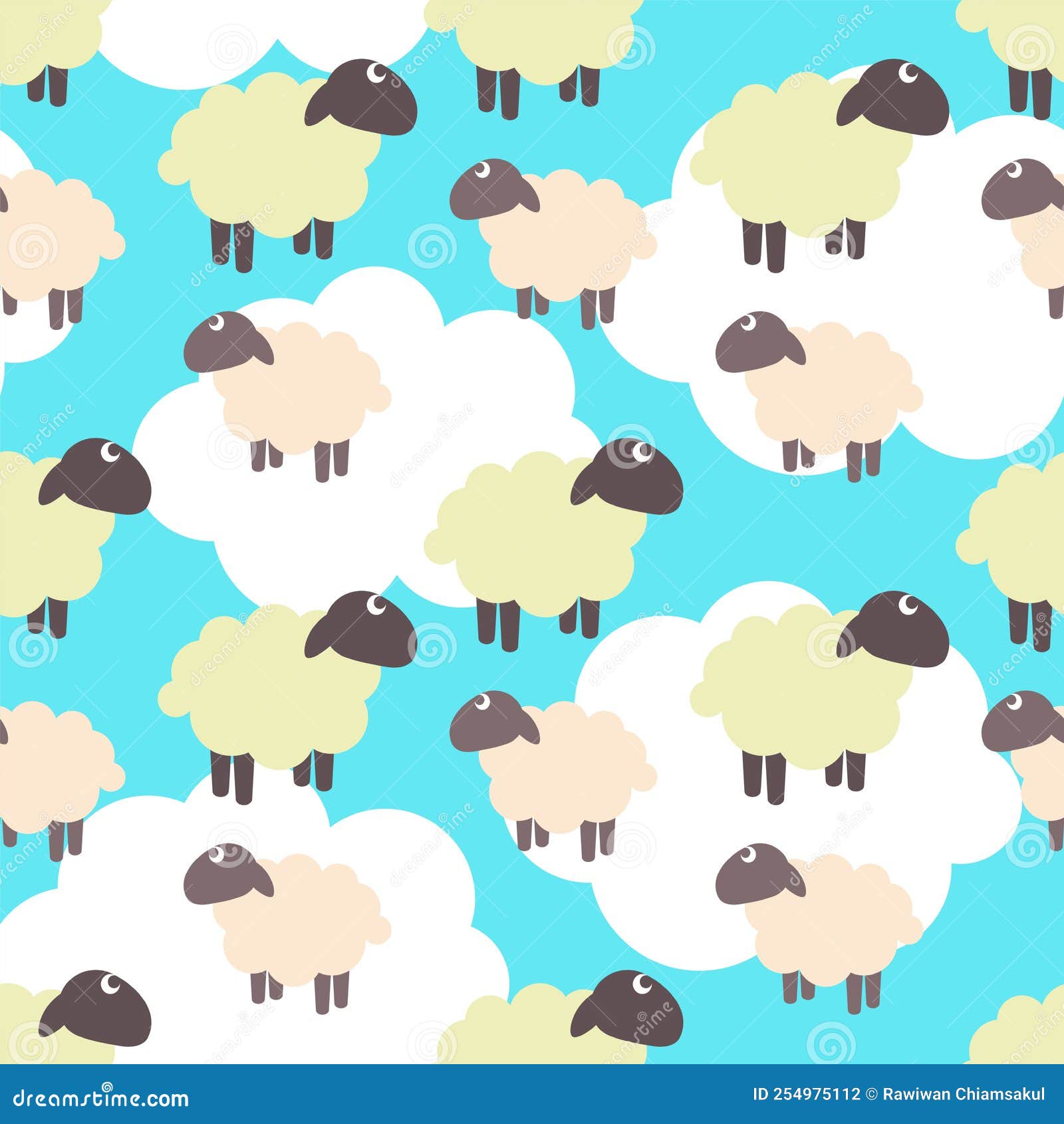 Sheep Cloud Dreamy Seamless Pattern Stock Vector - Illustration of sweet, dreamy: 254975112