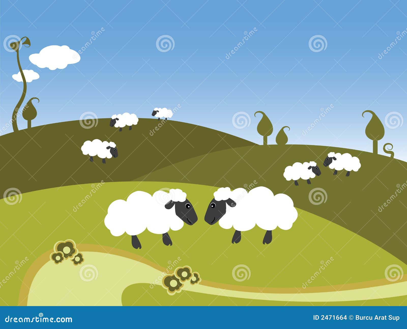Sheepland stock vector. Illustration of natural, sheep - 2471664