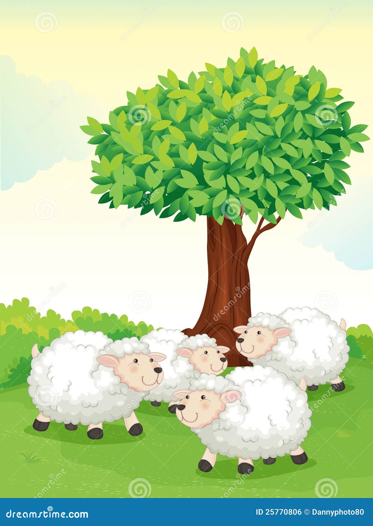 Dog Under Tree Cartoon Vector | CartoonDealer.com #44515605