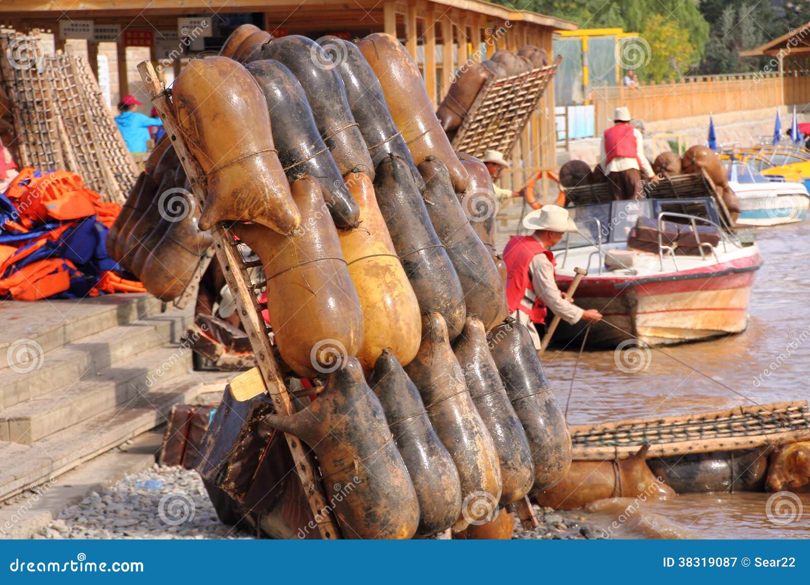 Sheepskin Raft in the Yellow River Editorial Photography - Image of ...