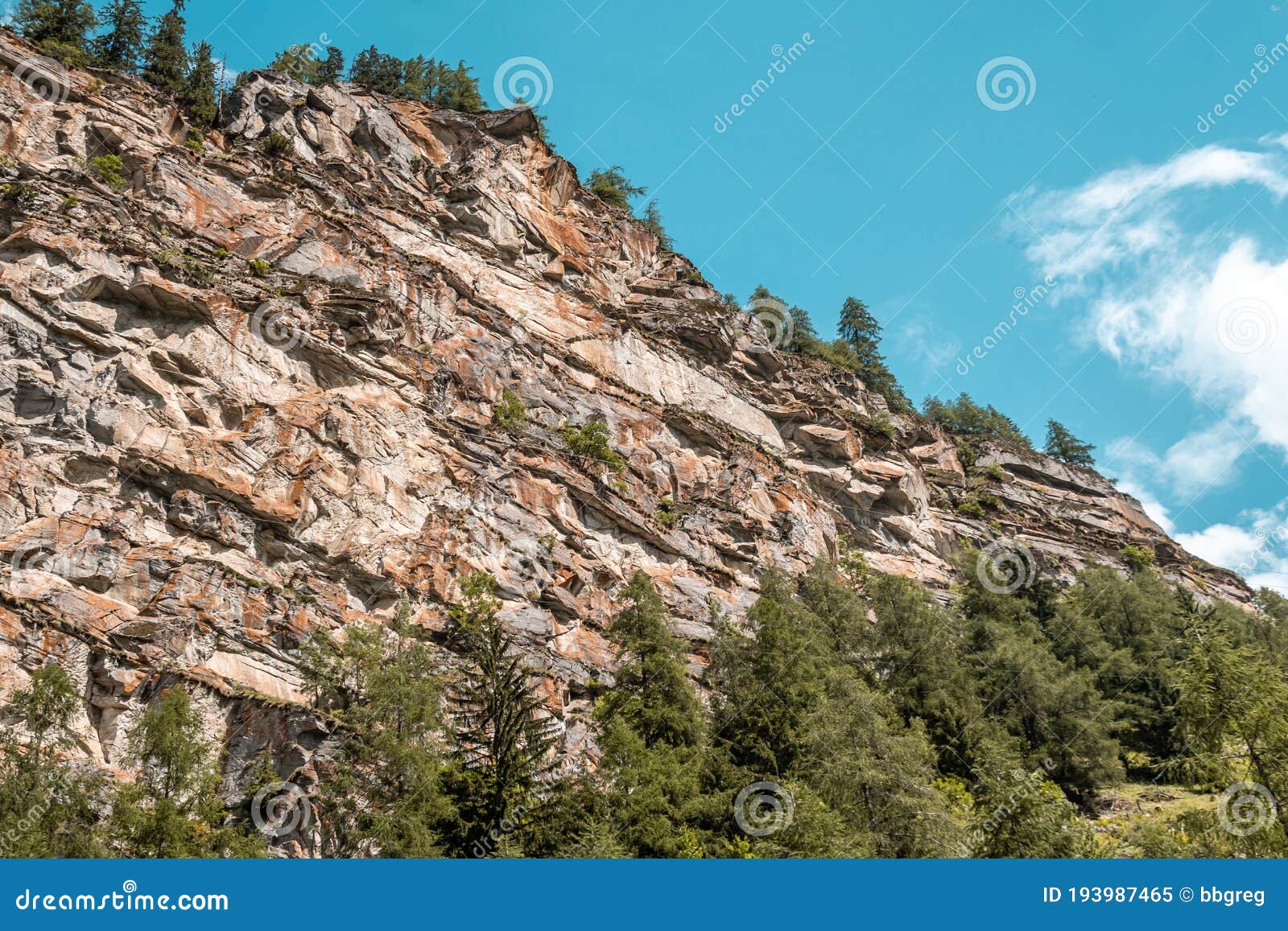 Sheer Cliff with Trees on a Beautiful Sunny Day with Blue Sky and ...