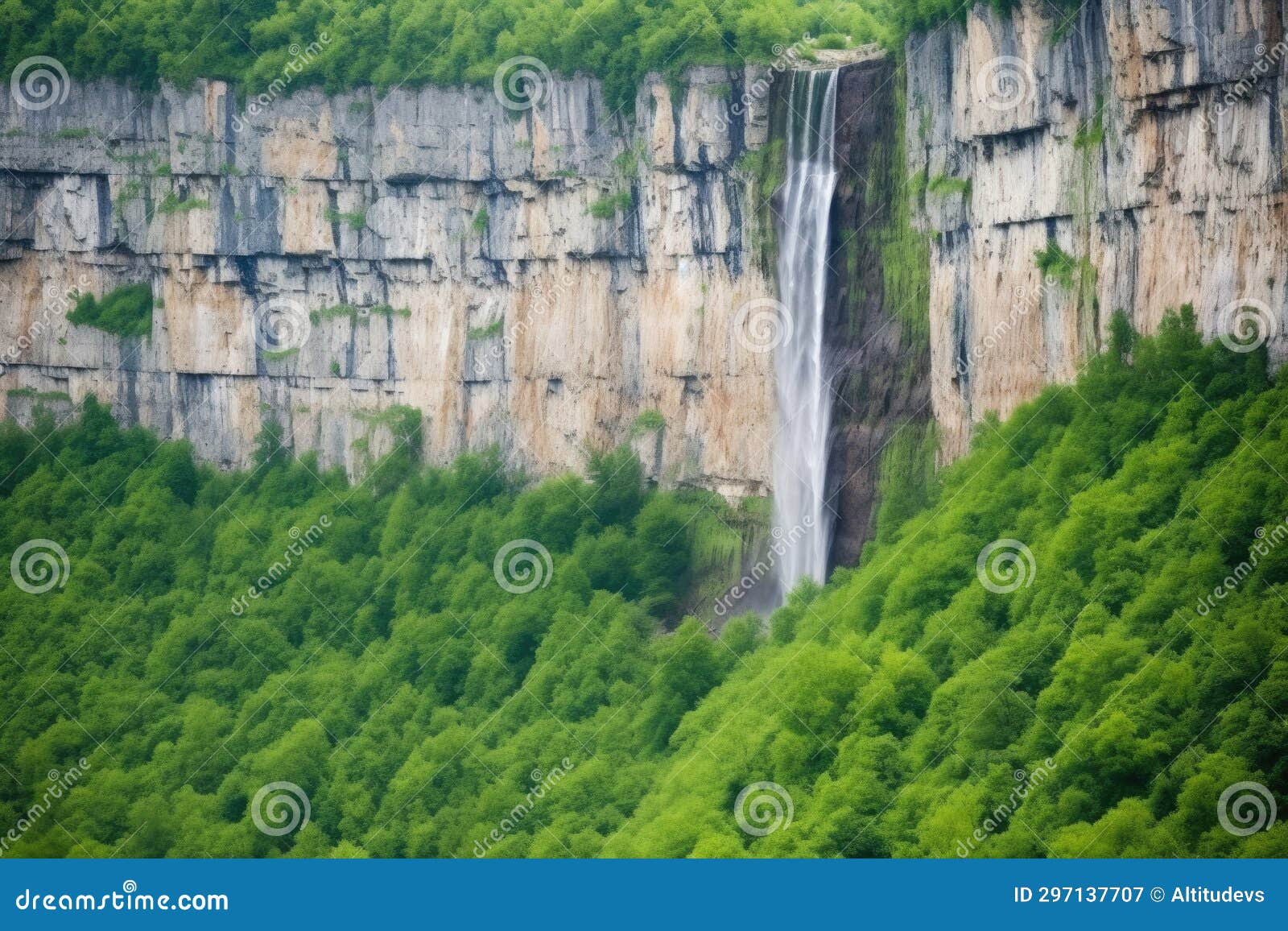 Sheer Cliff with a Waterfall Stock Image - Image of flowing, nature ...